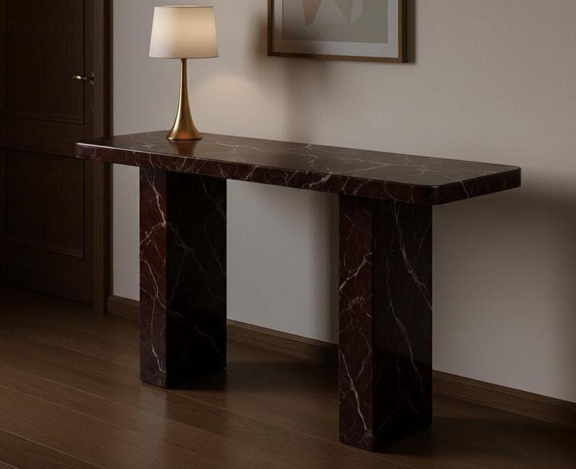 Modern Marble Console Table – Dark Stone Entryway Table, Minimalist ...