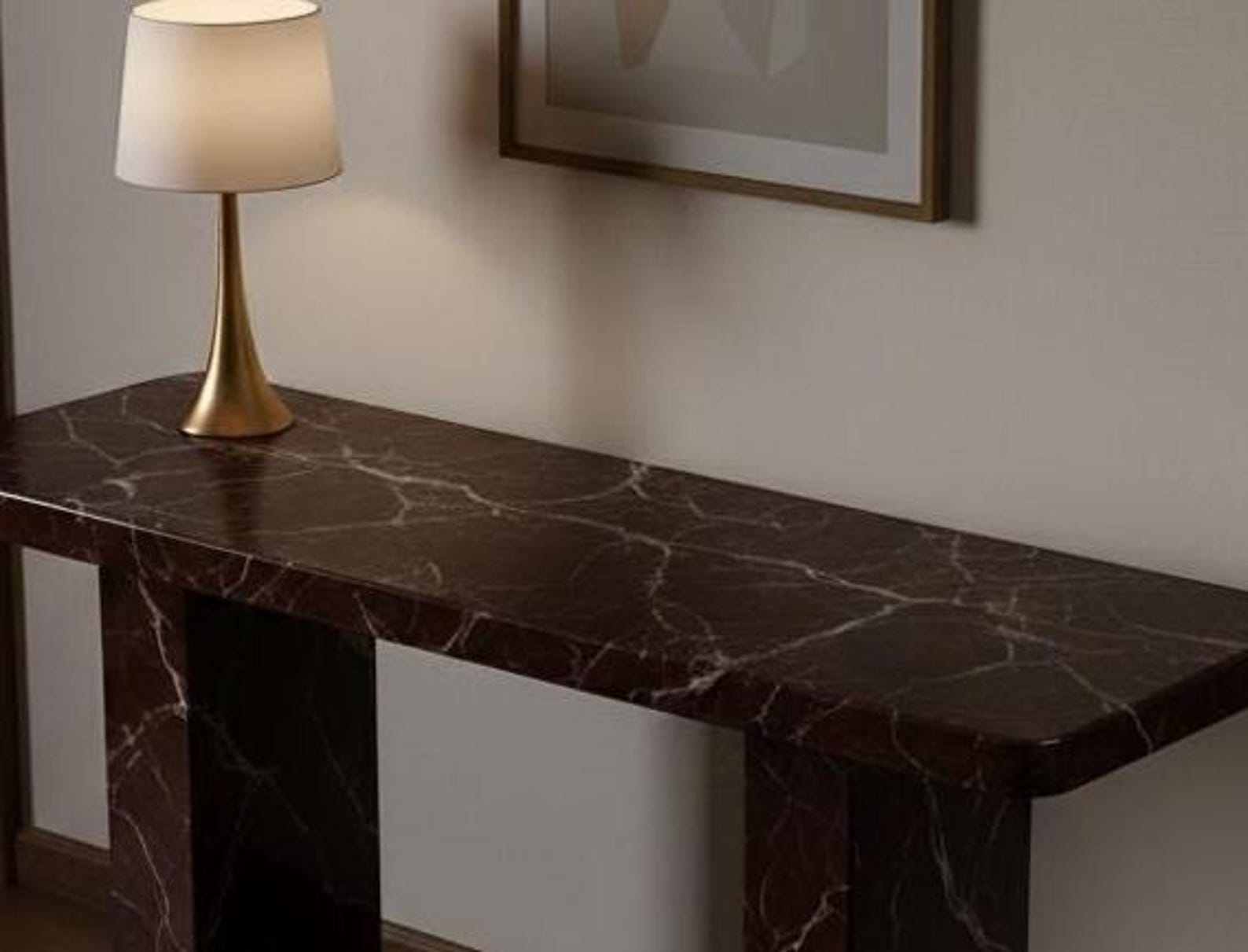 Modern Marble Console Table – Dark Stone Entryway Table, Minimalist ...