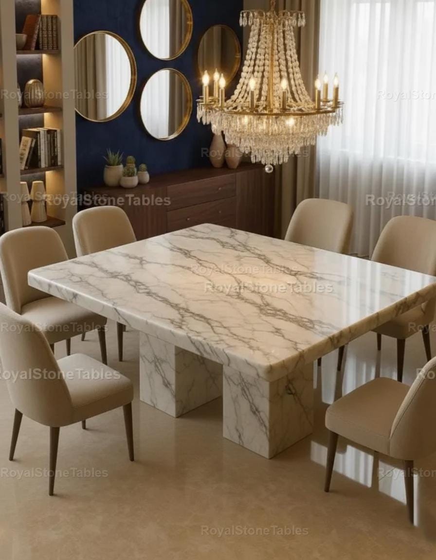 Luxury Marble Dining Table | Modern Rectangular Stone Table | Elegant ...