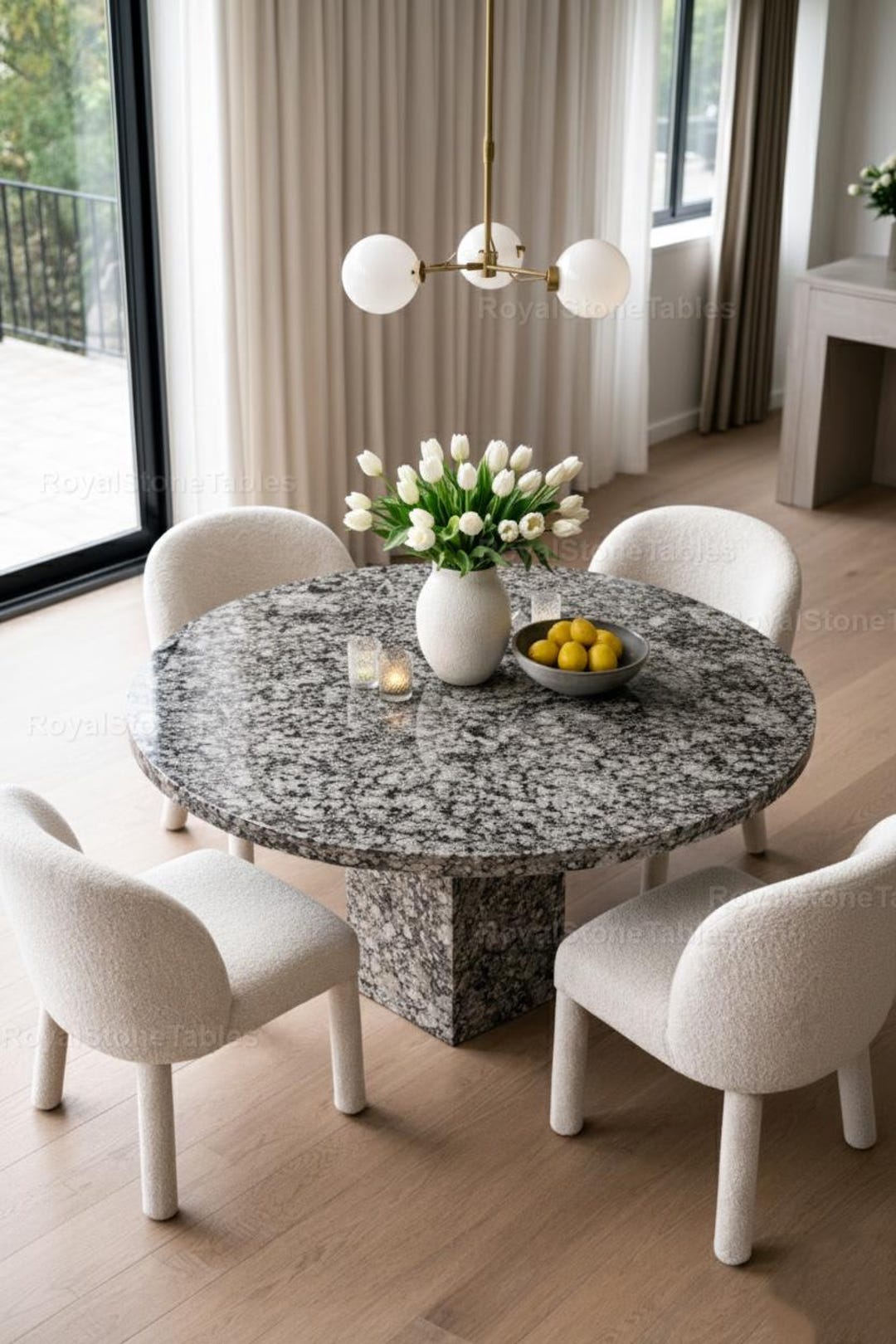 Modern Round Granite Dining Table | Minimalist Luxury Dining Room ...