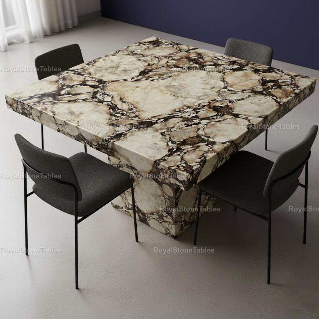 Sculptural Natural Stone Dining Table | Handmade Marble Tabletop ...