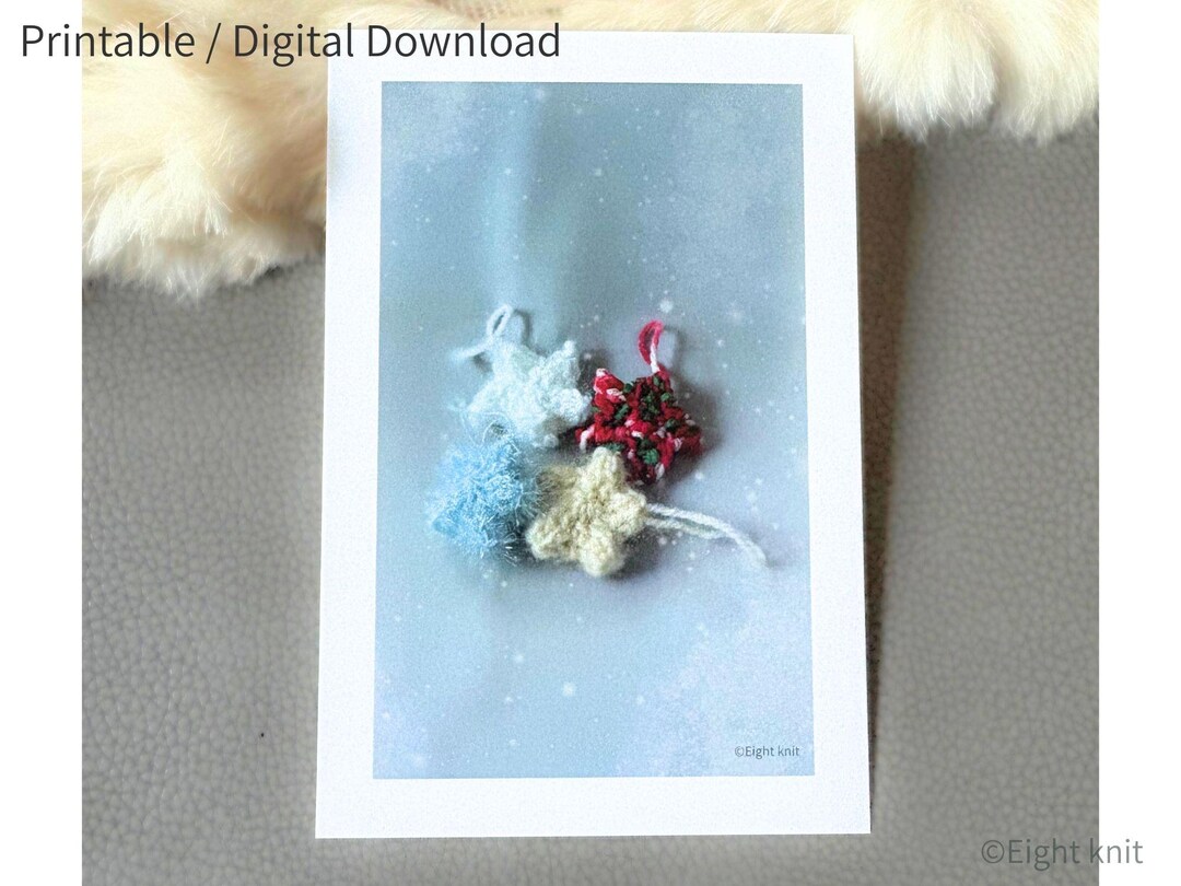 Printable Crochet Star Postcard | Digital Download PDF | Knit Wall Art ...