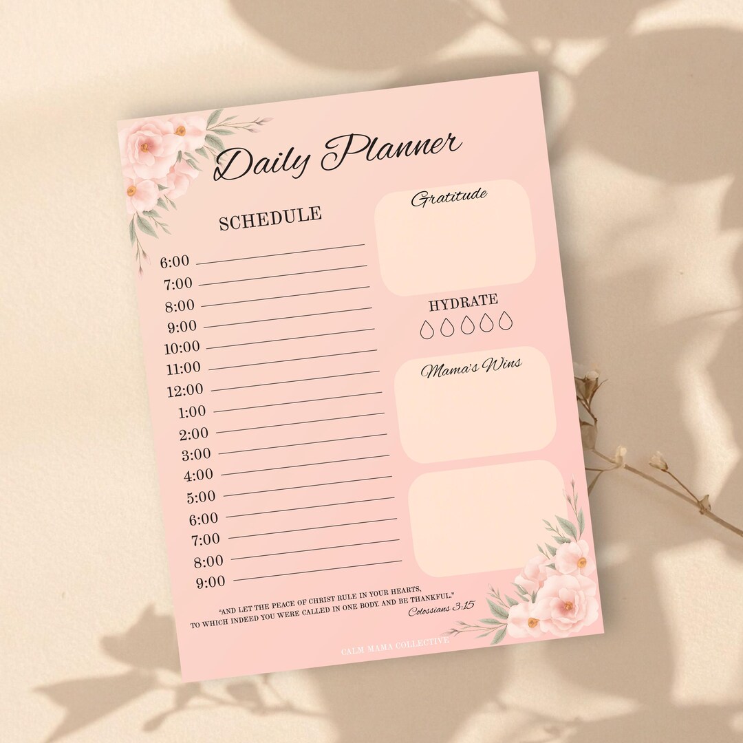 Blush Daily Planner Printable | Minimal Aesthetic Planner Page ...