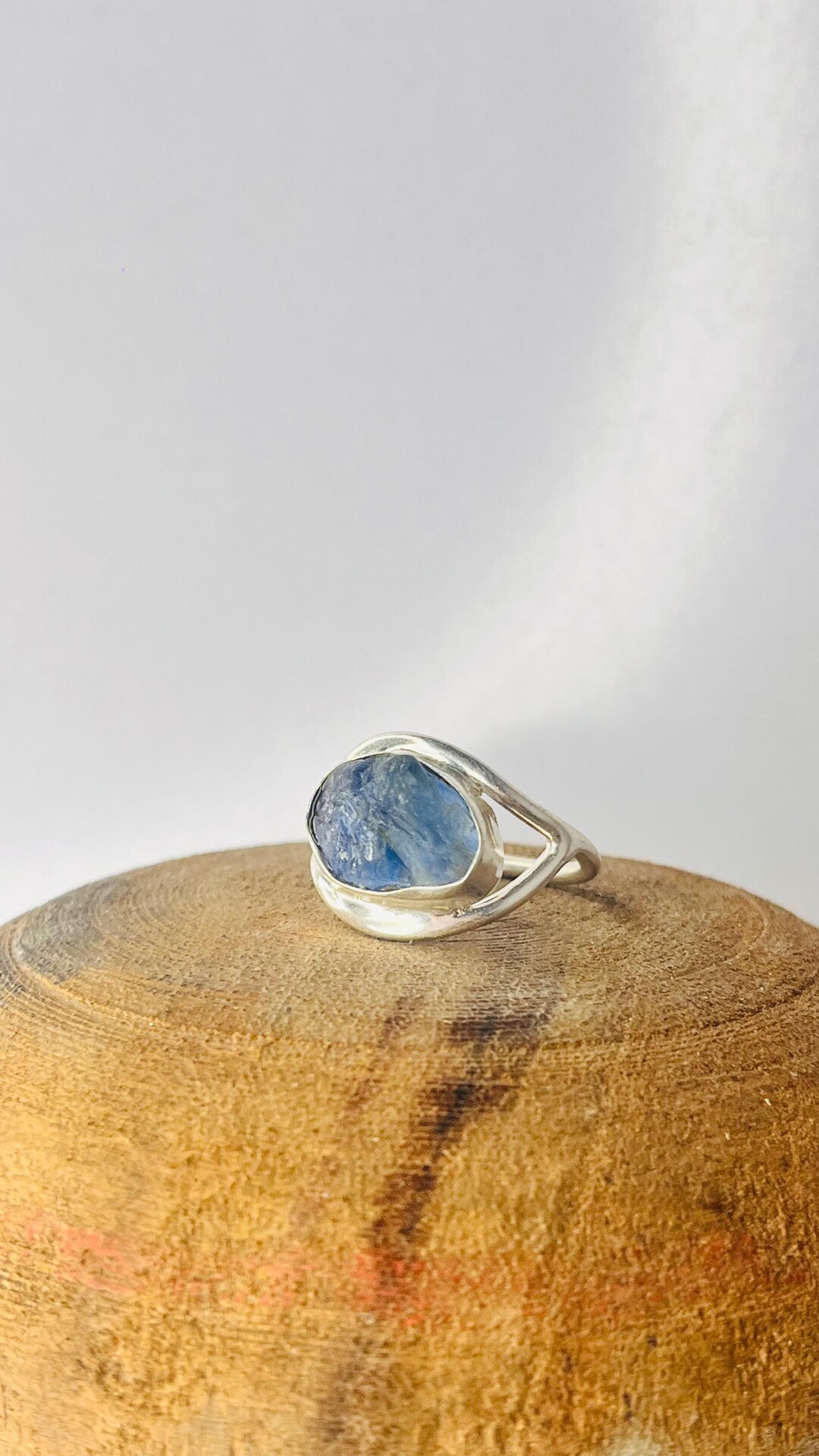 Raw Blue Apatite Ring, 925 Solid Silver, Statement Bohemian Unique ...