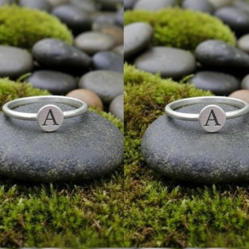 Personalized Initial Ring, Sterling Silver Initial Ring, Personalized ...