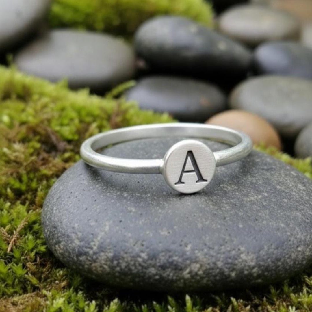 Personalized Initial Ring, Sterling Silver Initial Ring, Personalized ...