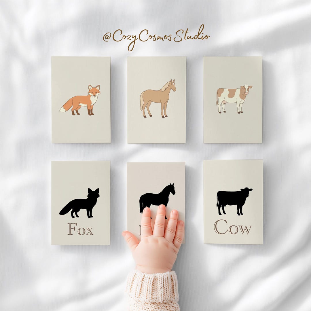 Montessori Animal Shadow Matching Cards | Toddler Matching Game ...