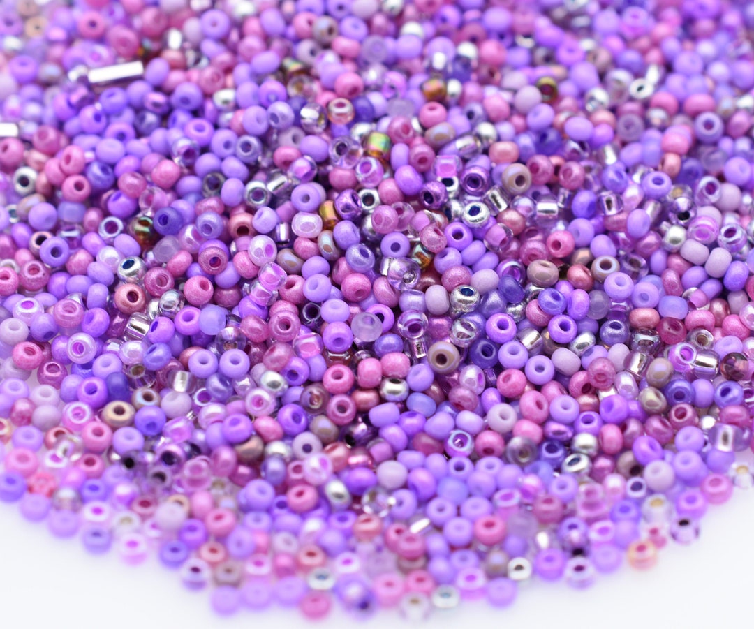 Purple Beads Mix, Light Purple Seed Beads Mix 40 Gr. Czech Seed Beads ...
