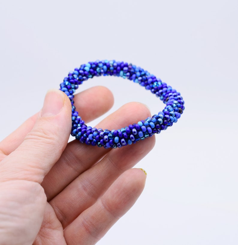 Blue Beaded Bracelet Blue Bangle ALL SIZES Handmade Beaded | Etsy