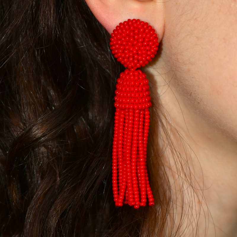 Long Red Earrings - Etsy