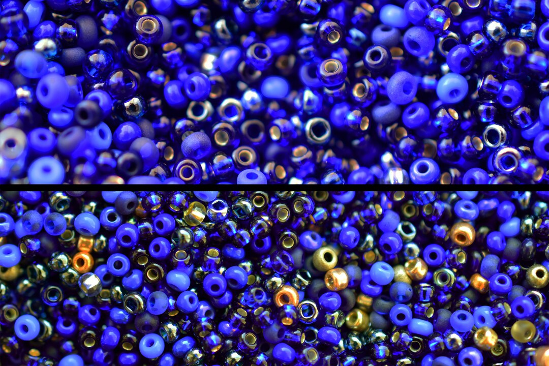 King Blue Gold Beads Mix, 40 Gr. Night Sky BLUE and Gold Beads, Dark ...