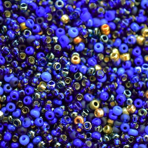 King Blue Gold Beads Mix, 40 Gr. Night Sky BLUE and Gold Beads, Dark ...