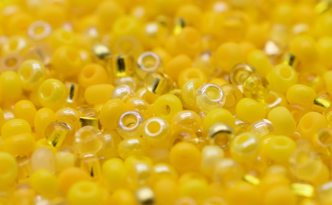 Yellow Seed Beads Mix, 40 Gr. Yellow Beads, Beading Supplies, High ...