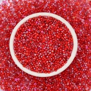 Red Seed Beads MIX, Red Small Beads 40 Gr. Rocaille Round Red Czech ...