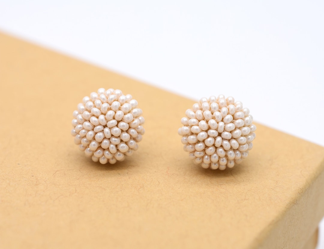Pearl Earrings Small Round Studs Earrings of Small Beads - Classic Simple Earrings With Studs or ...