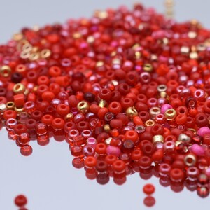 Red Seed Beads MIX, Red Small Beads 40 Gr. Rocaille Round Red Czech ...