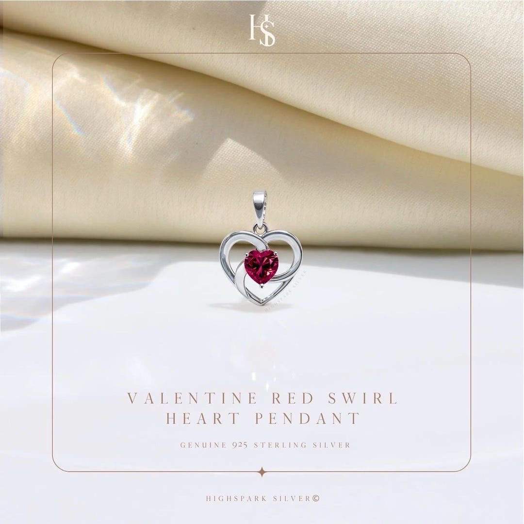 Sterling Silver Ruby Heart Pendent Necklace: Love Knot Design - Etsy