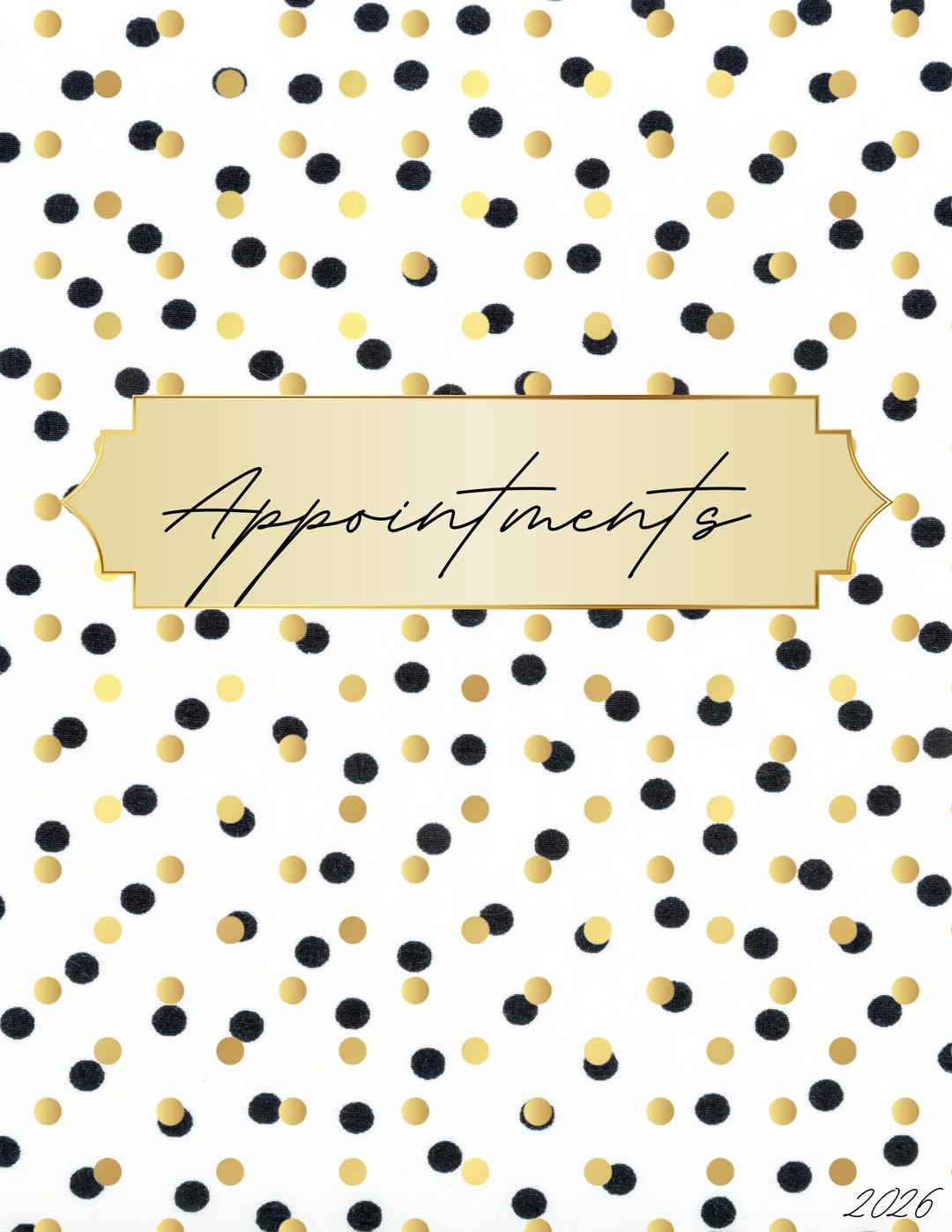 2026 Printable Salon Appointment Book-black and Gold - Etsy
