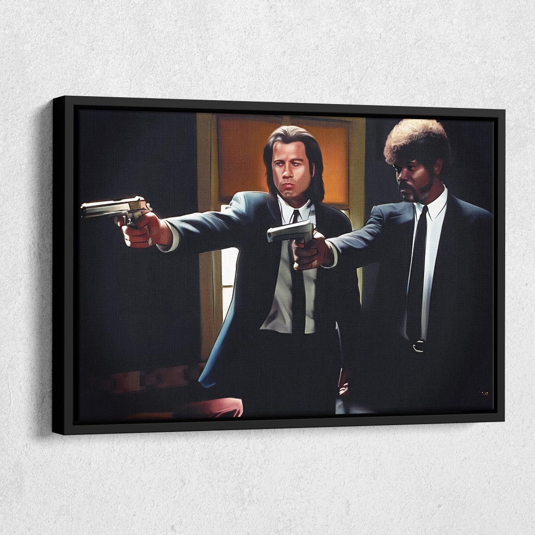 Pulp Fiction Gun Point Canvas Poster – Framed Movie Wall Art, Handmade ...