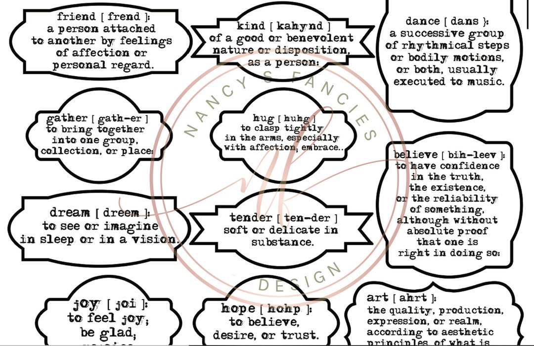 Printable Definition Labels Digital Collage Junk Journal - Etsy