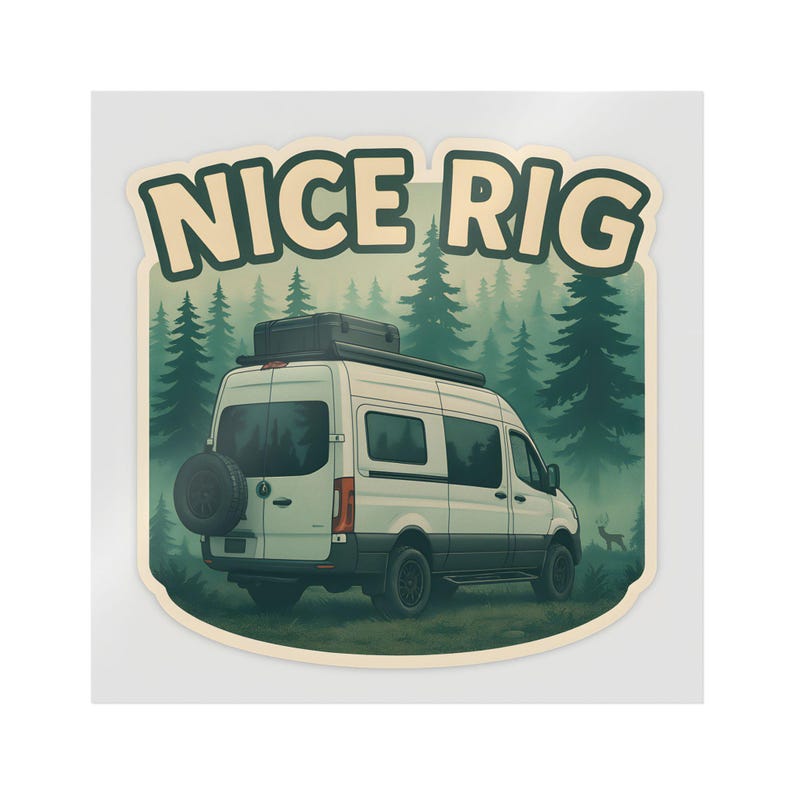 Nice Rig Sticker - Forest Camper Van Decal - PNW Mountain Sticker ...