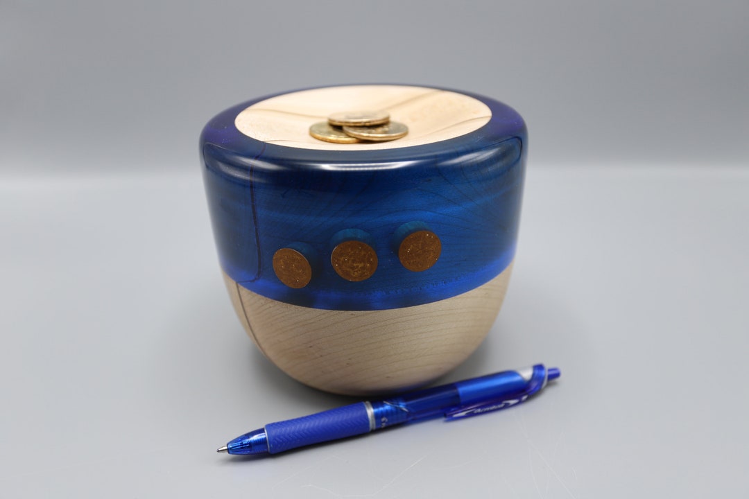 Handmade Segmented Wood and Resin Coin Dish – A Vibrant and Unique Gift ...
