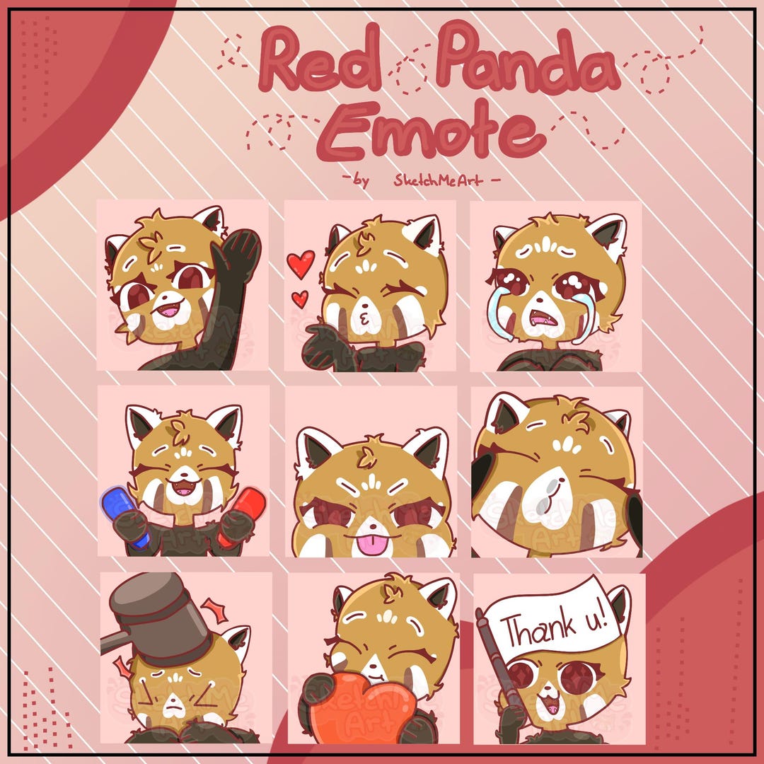 Red Panda Emote Pack | 9 Cute Emotes for Twitch, Discord, Whatsapp, Etc ...