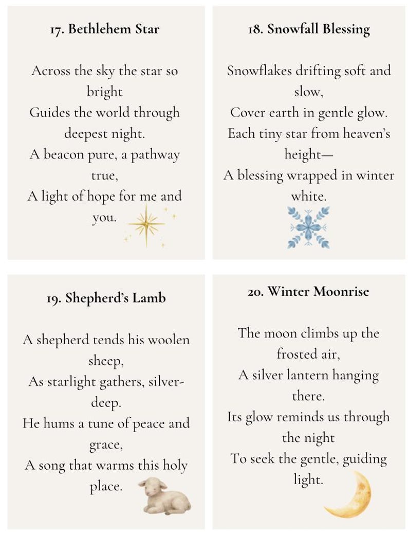 Waldorf Advent Verse Cards – 24 Printable Poems for December Rhythm ...