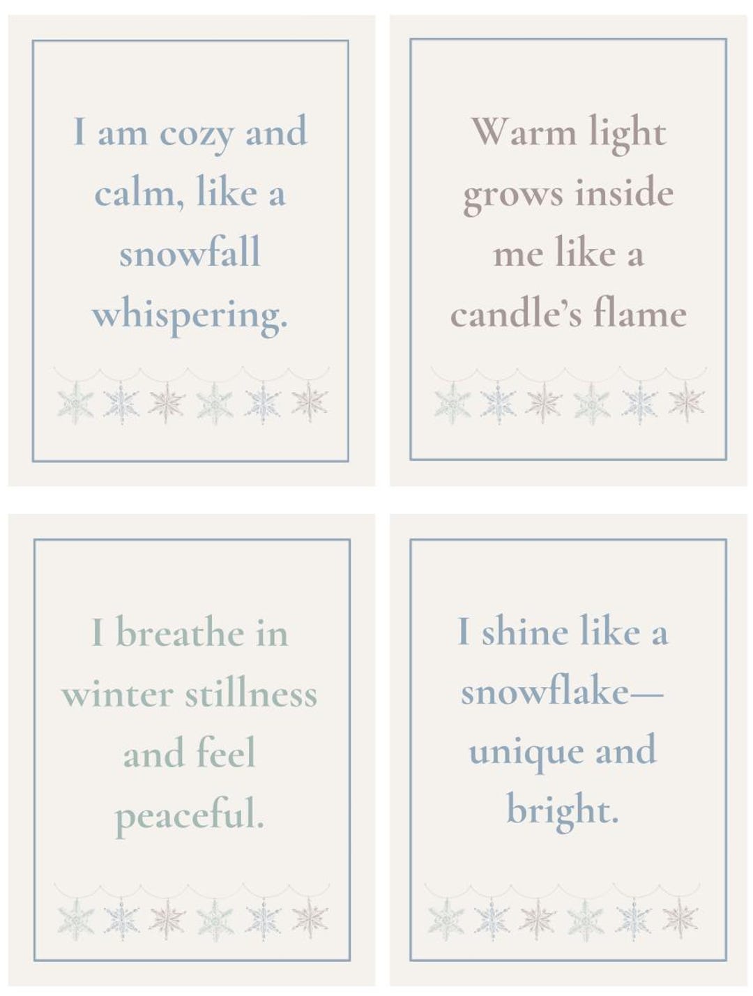 Waldorf Winter Affirmation Cards | Kids Mindfulness Printable ...