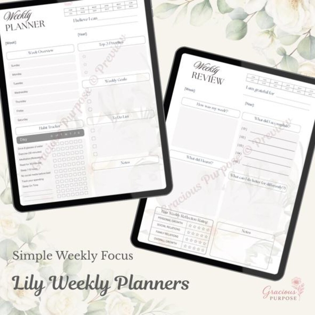Minimal Weekly Planner Printable for Overwhelmed Women | Simple Focus ...