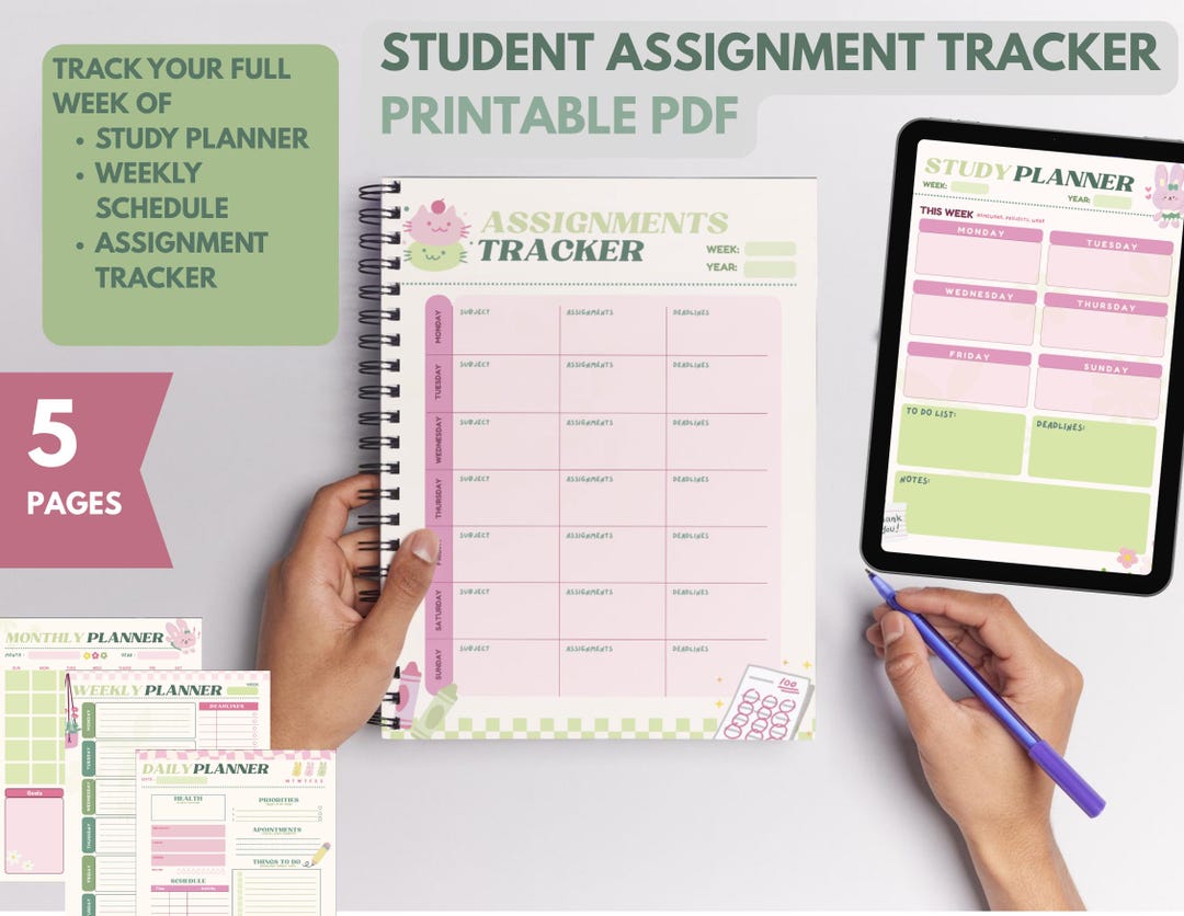 Student Study Tracker & Assignment Tracker — Weekly Homework Organizer ...