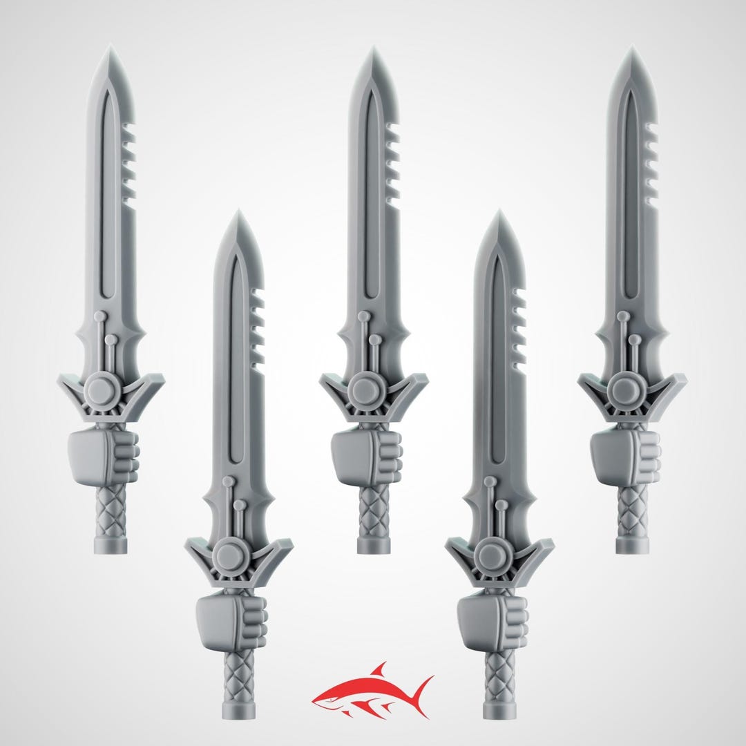 5 Swords – Generic Double-edged Serrated Swords - Bits Ultra HD 14K - Etsy