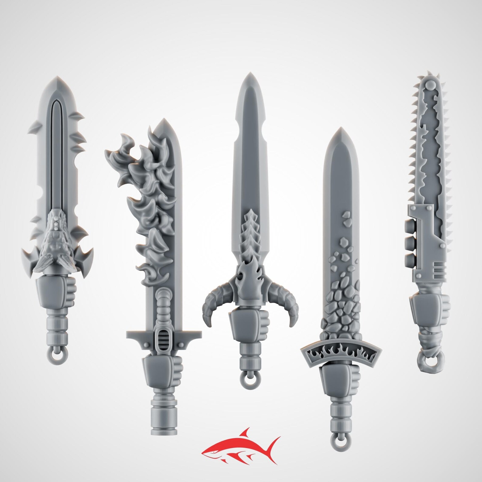 Set 1 – 5 Ember Forge Swords for Fire Lizard – Dragon Motifs, Flame ...