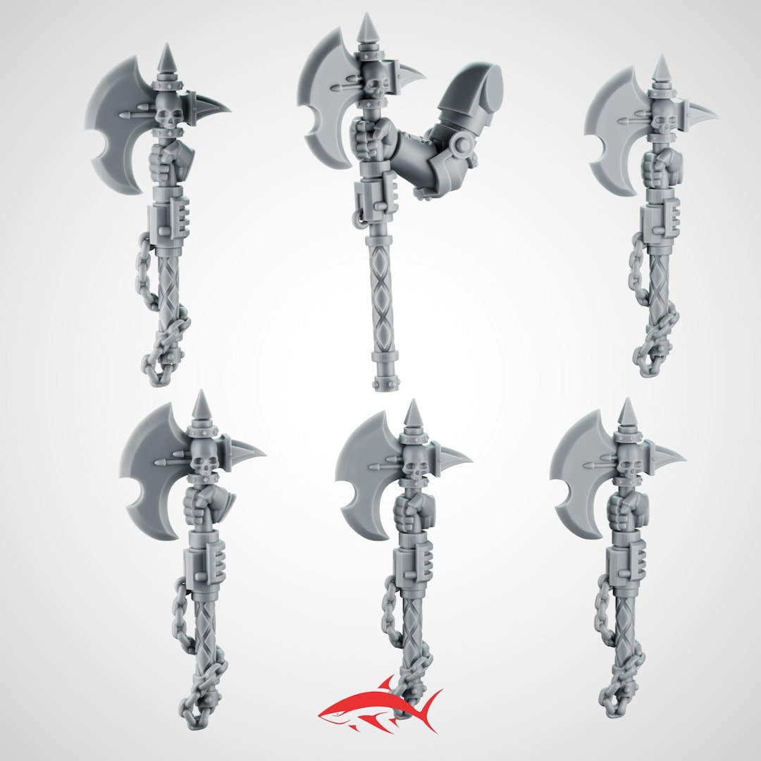 SET 1- Black Crusader Axes With Chains Greytide - Bits Ultra HD 14K - Etsy