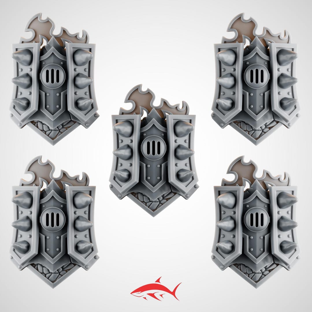 Set 5 - 5 Ember Forge Shields for Fire Lizard – Spiked Plates, Vent ...
