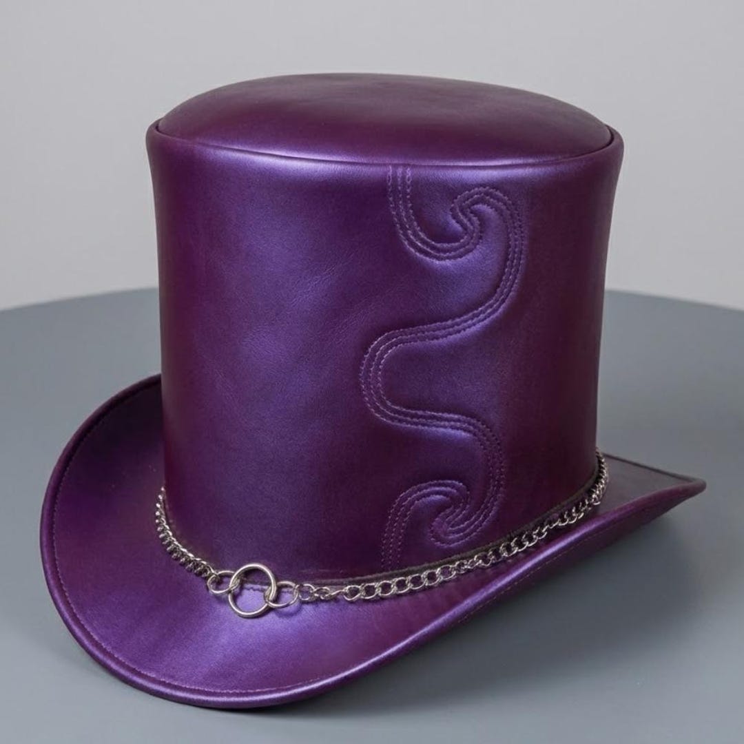 Handmade Purple Leather Top Hat, Steampunk Festival Headwear, Gothic ...