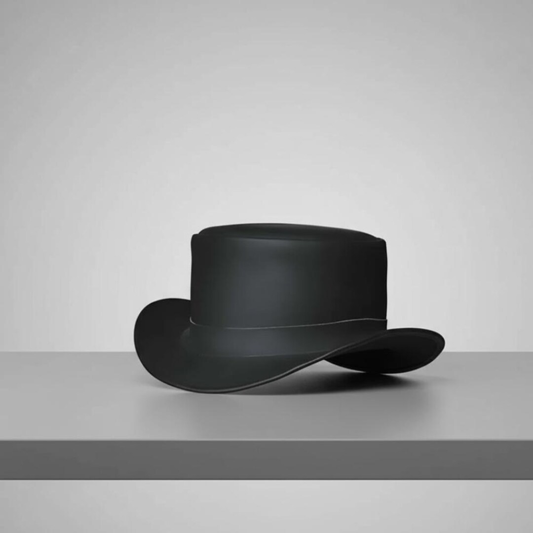 Sleek Black Leather Coachman, Low Crown Steampunk Hat for Edgy Fashion ...