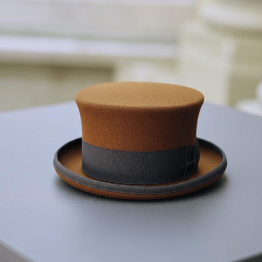 Handmade Camel Wool Top Hat – Short Crown Victorian Coachman for Formal ...