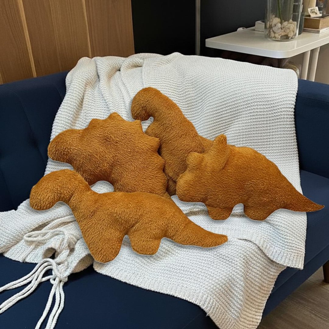 Large Dino Nuggie Couch Pillows, Room Decor, Dinosaur Nugg Plushie ...