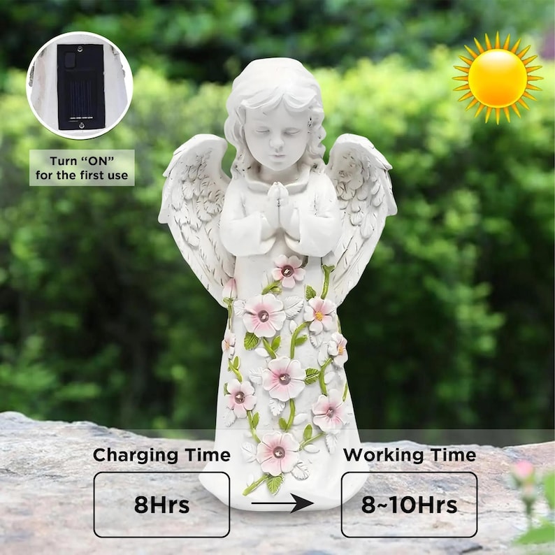 Solar Angel Garden Statue, Outdoor Lighted Angel Figurine, Patio Yard ...
