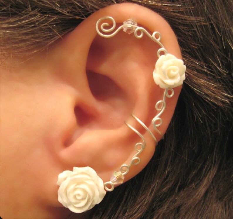 Cartilage Ear Cuff Wedding Prom Bridal No Piercing roses - Etsy