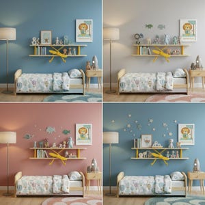 Airplane Wall Shelf for Kids Room – Wooden Plane Nursery Decor ...