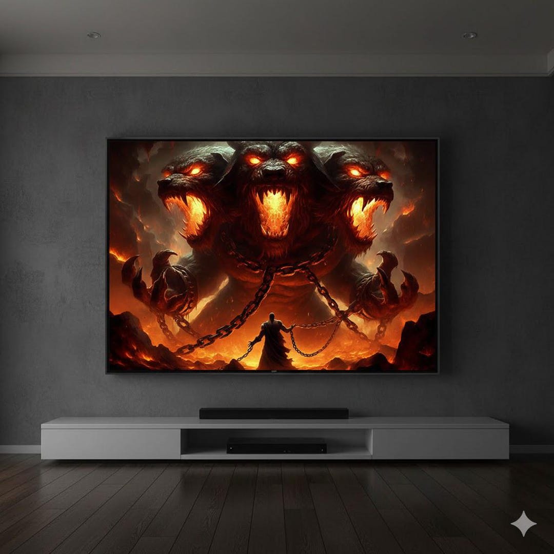 Cerberus Hell Guardian Art | Three Headed Dog Print | Greek Mythology ...