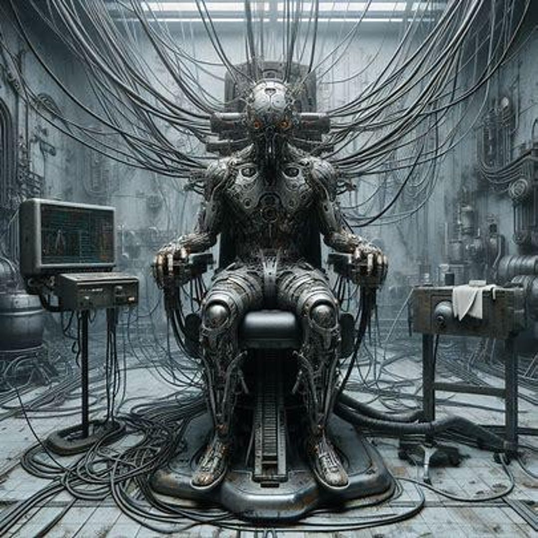 Cyberpunk Dystopian Sci‑fi Print – Industrial Mecha Cyborg Wall Art ...