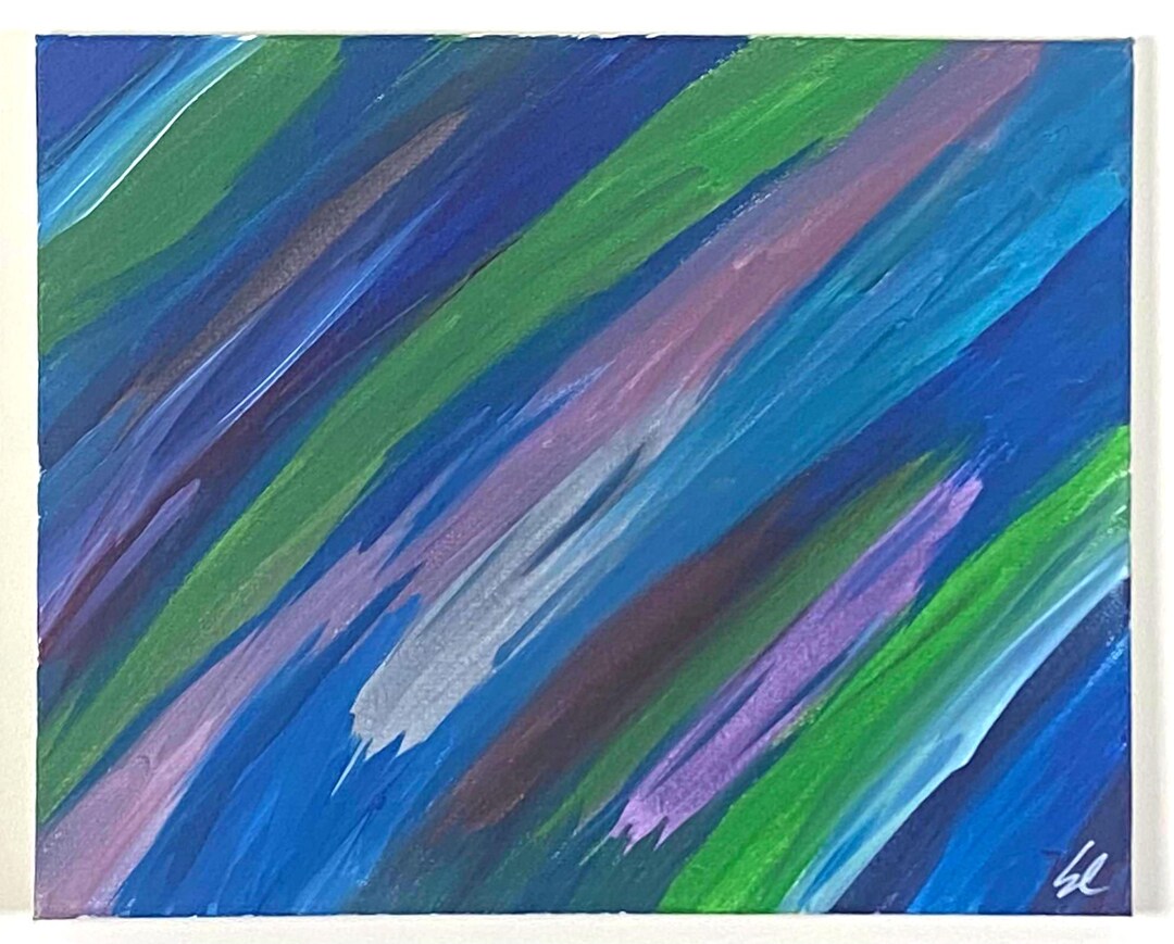 Original Acrylic Abstract Painting - Untitled (blue-green Study ...