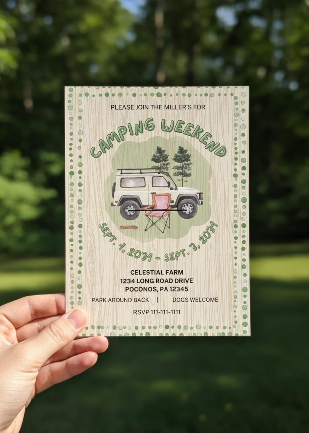 Camping Weekend Invitation Template | Editable Canva Camp Invite ...