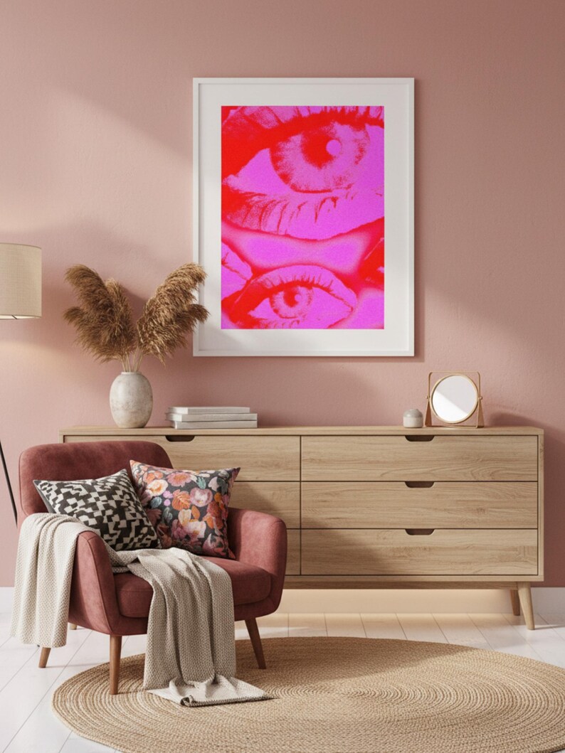 Neon Pink Eye Art Print | Surreal Pop Art Poster (digital Download) - Etsy