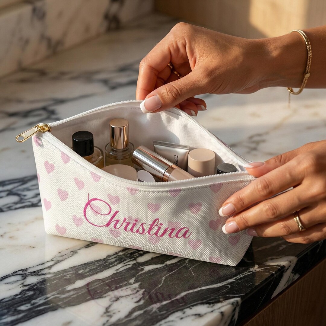 Personalized Makeup Bag: Monogram Toiletry Organizer for Women - Custom ...