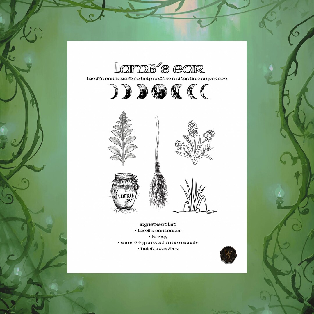 Lamb's Ear Softening Spell Coloring Page • Witchy Garden Art (PDF) - Etsy