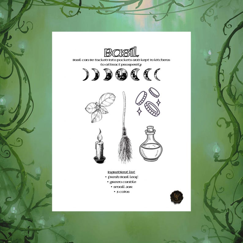 Basil Spell Coloring Page • Witchy Garden Printable • Botanical Magic ...